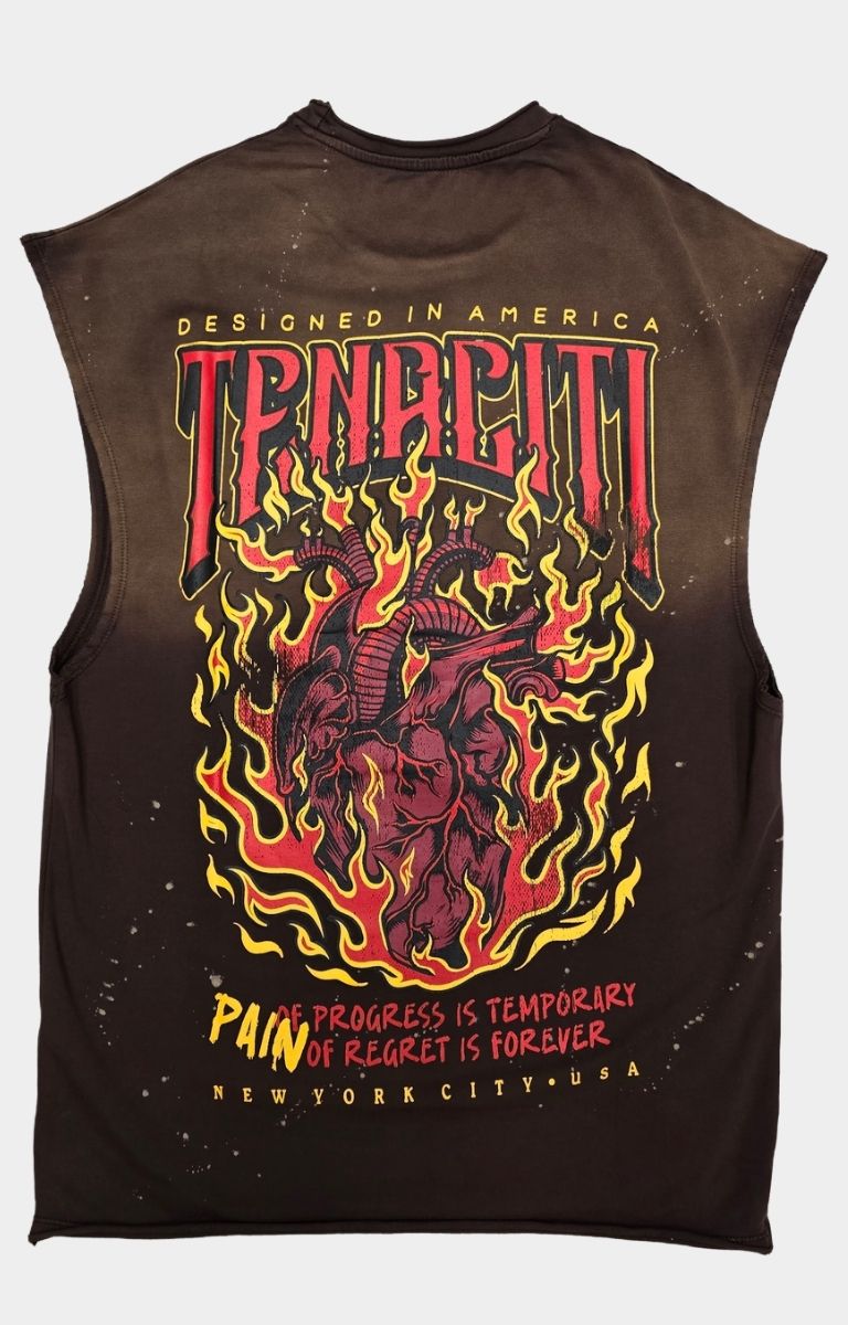Tenaciti - Fire Heart - Brown Tank Top