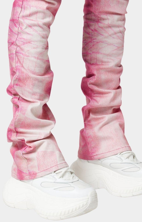 Guapi French Rose Racer Denim | Gradient Pink Stacked Jeans for Men ...
